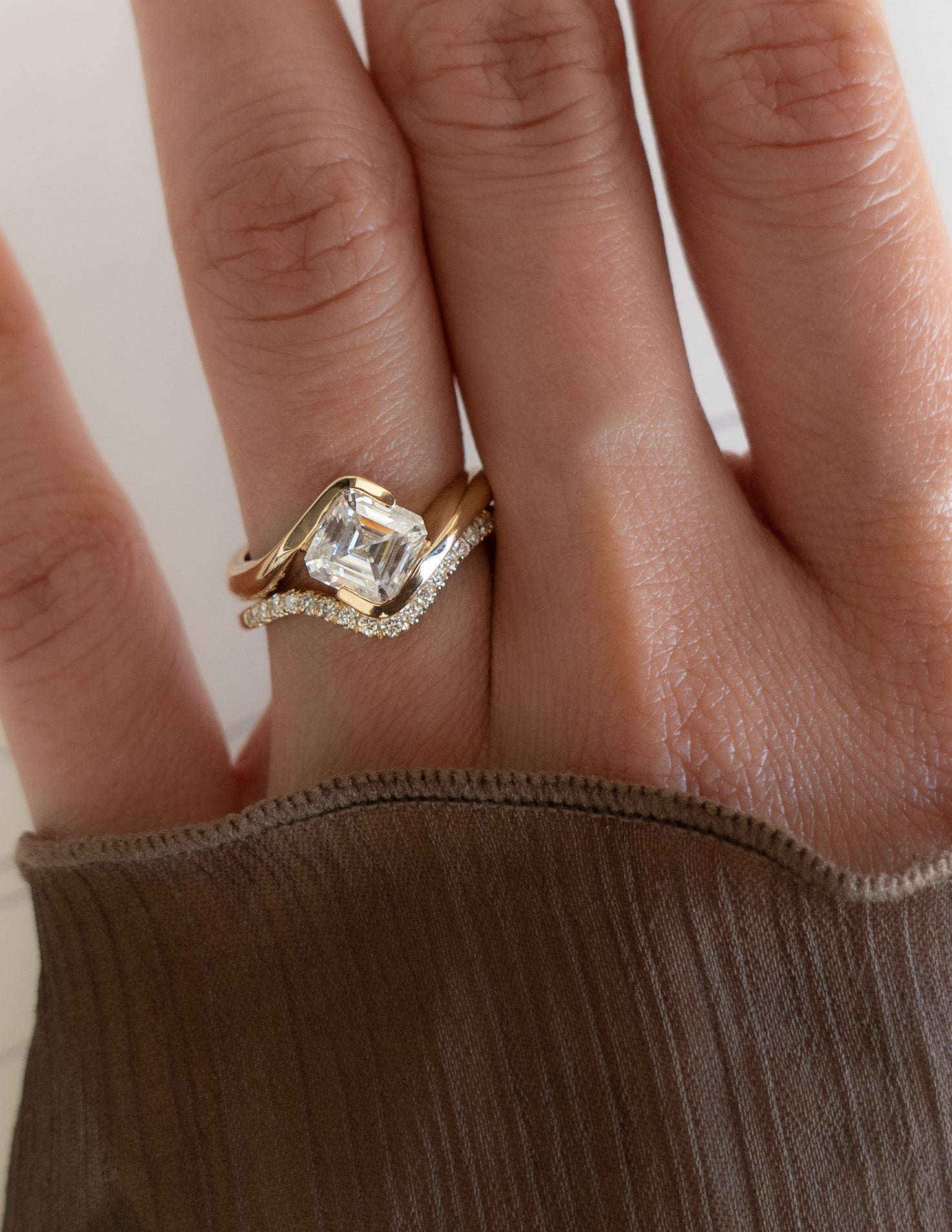 SET — ASSCHER Rapture Ring & Band – Cadette Jewelry