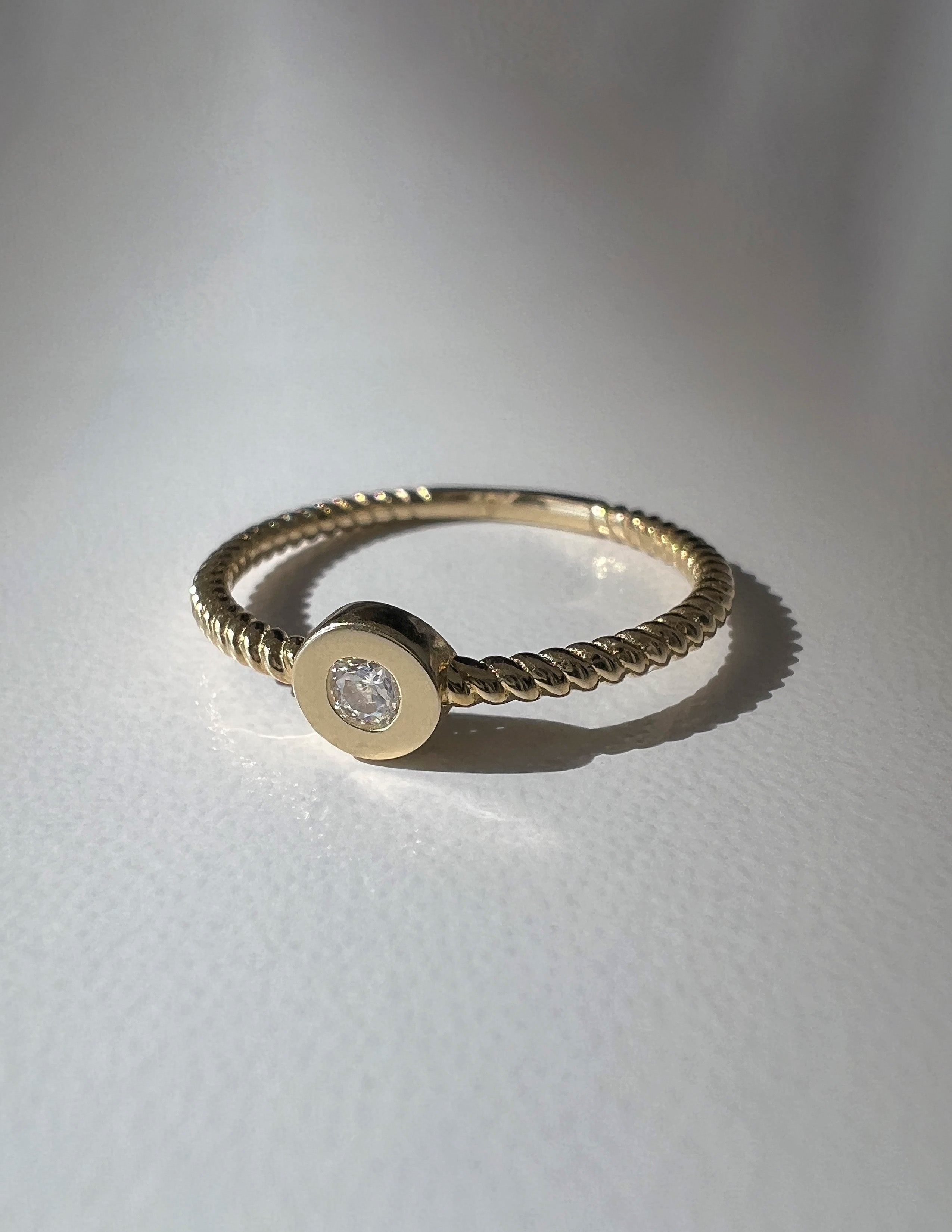 Gold Rope CZ Bezel Stacker Ring – Cadette Jewelry