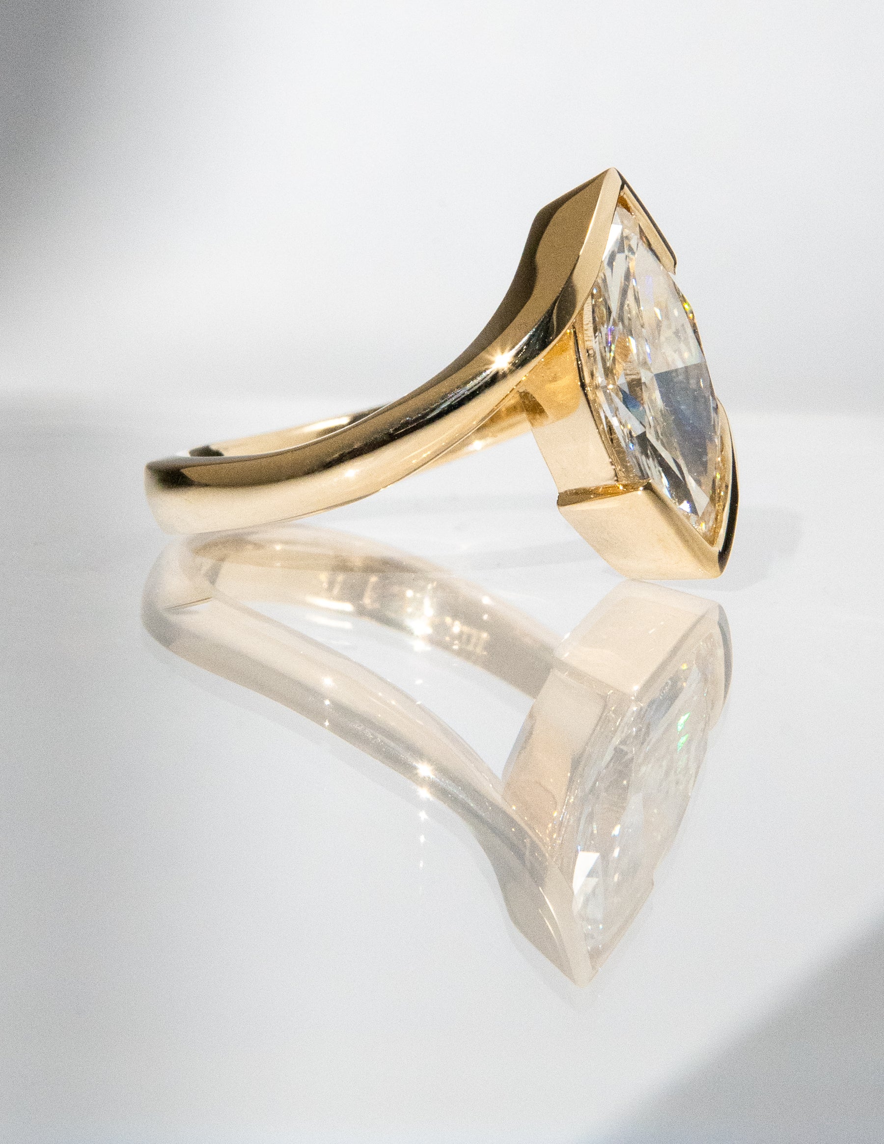 VERTICAL Marquise Rapture Ring — Half Bezel Setting – Cadette Jewelry